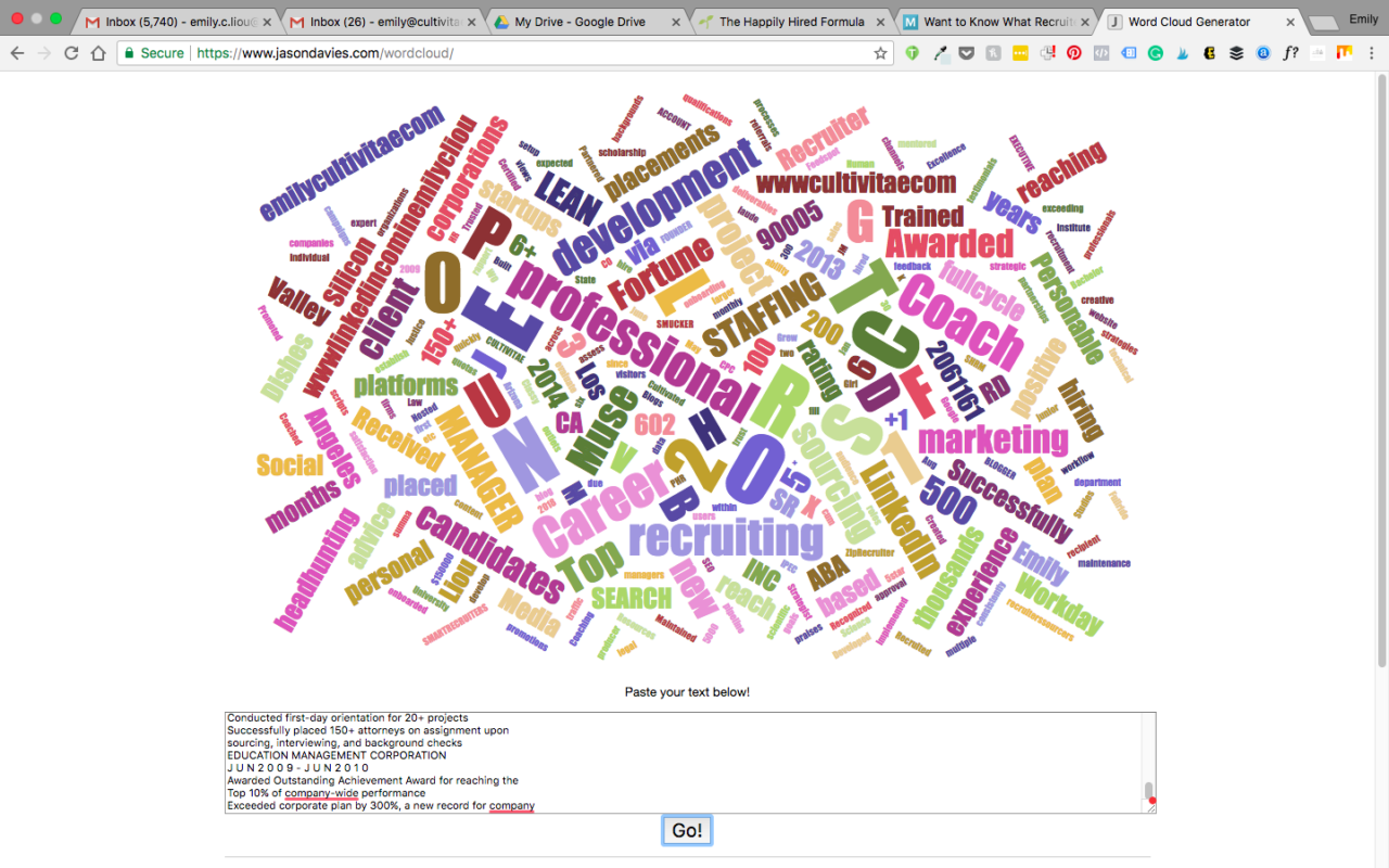 Free Word Cloud Generator for Resumes